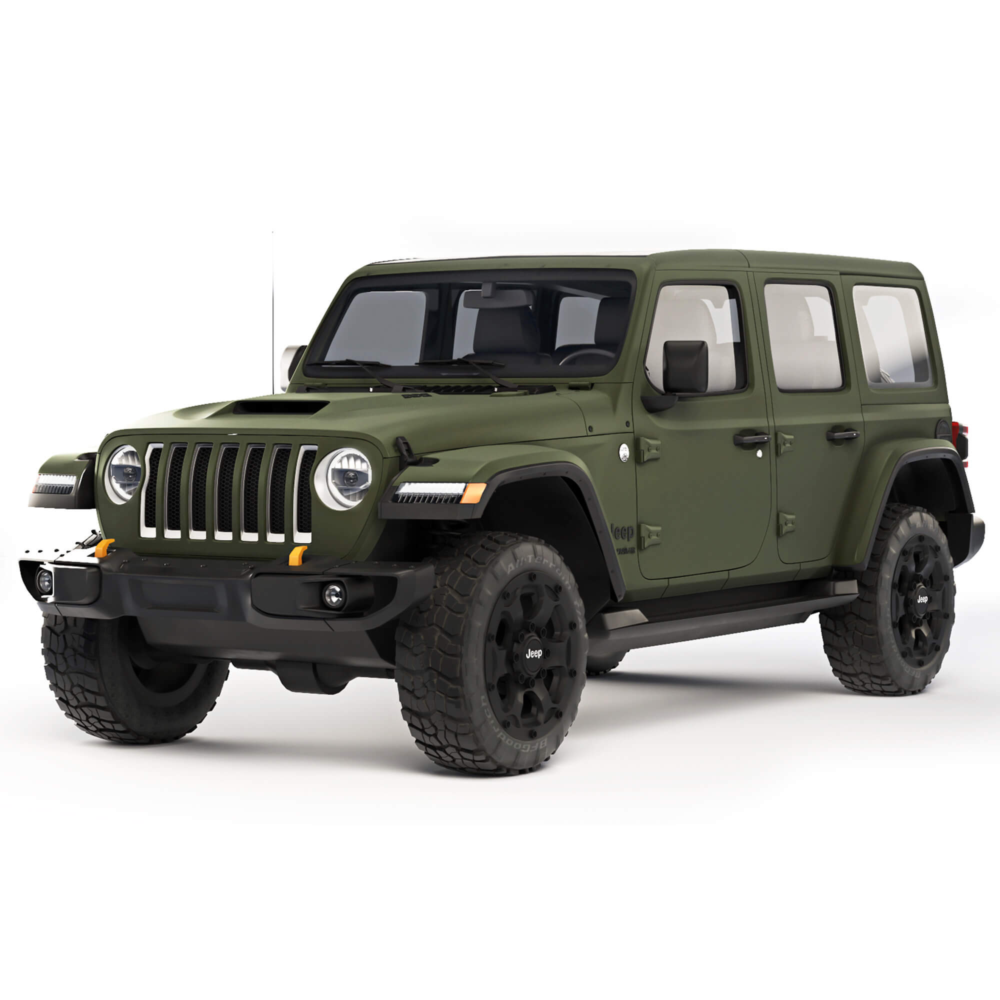 Olive Green Jeep Wrangler 2022