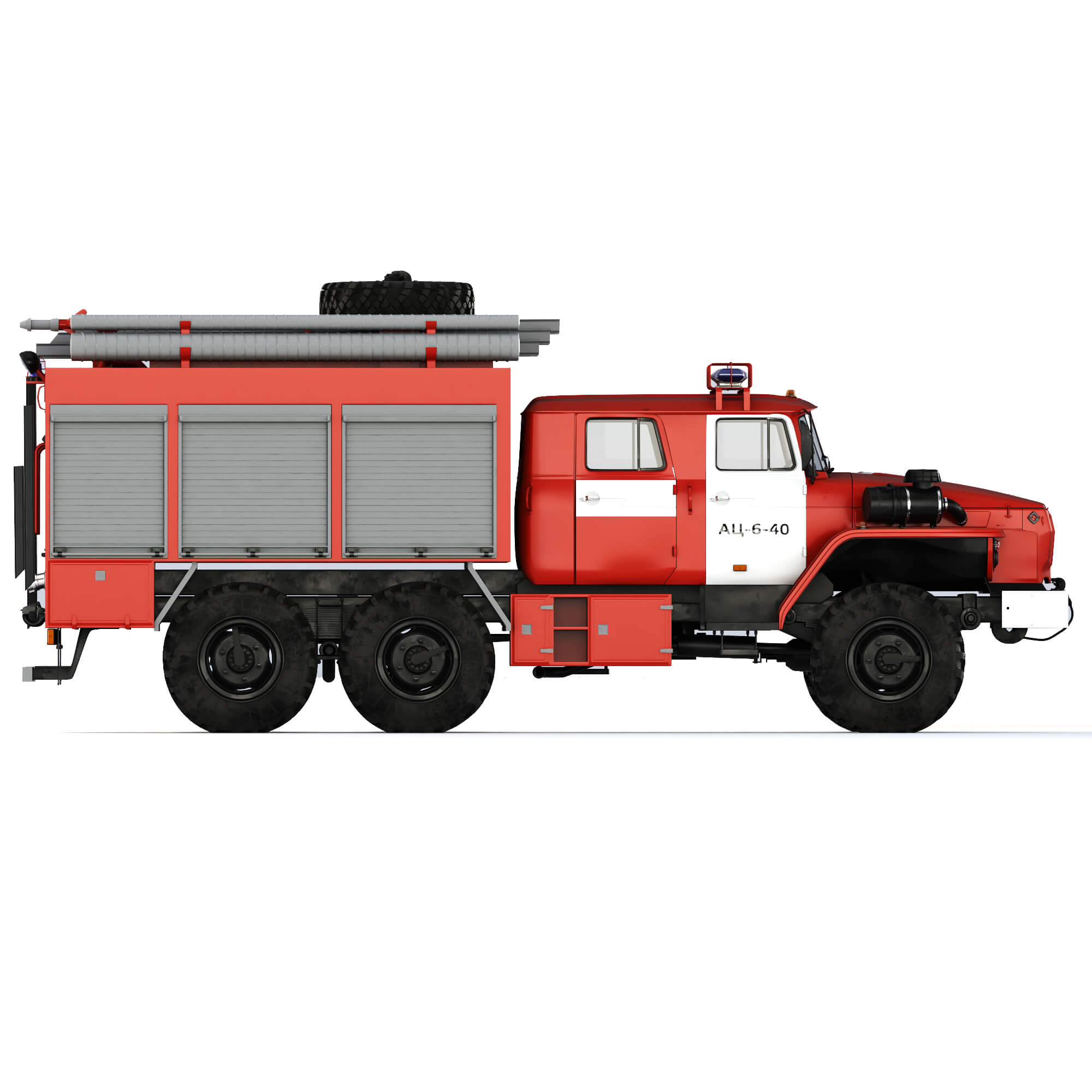 Ural 5557 AC-6,0-40 Fire Truck 2021 3D Model by podshyvalov
