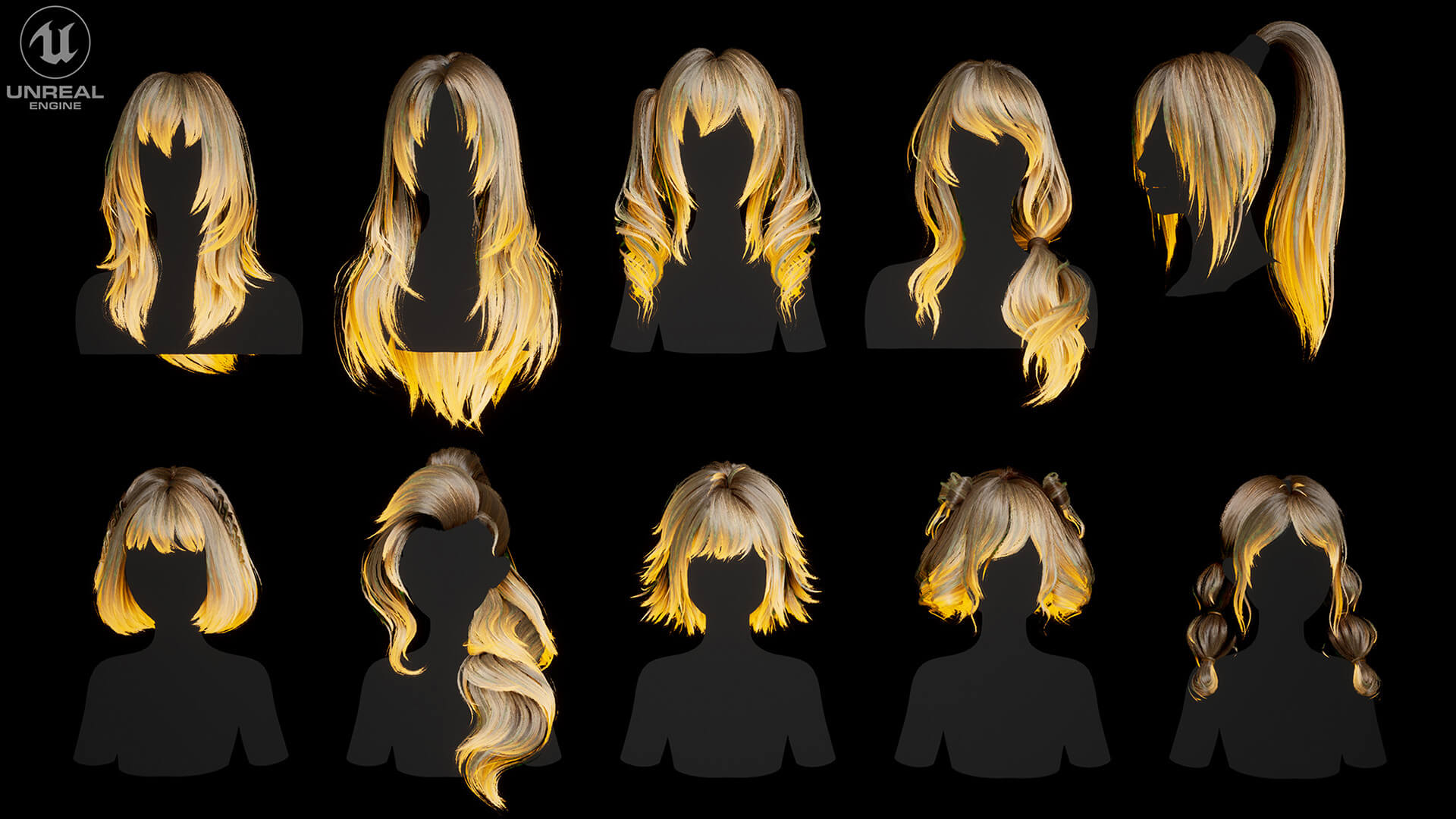 Hairstyle Pack (10 Pieces) VOL3. Real-Time Low Poly Cards 3D Model by ...