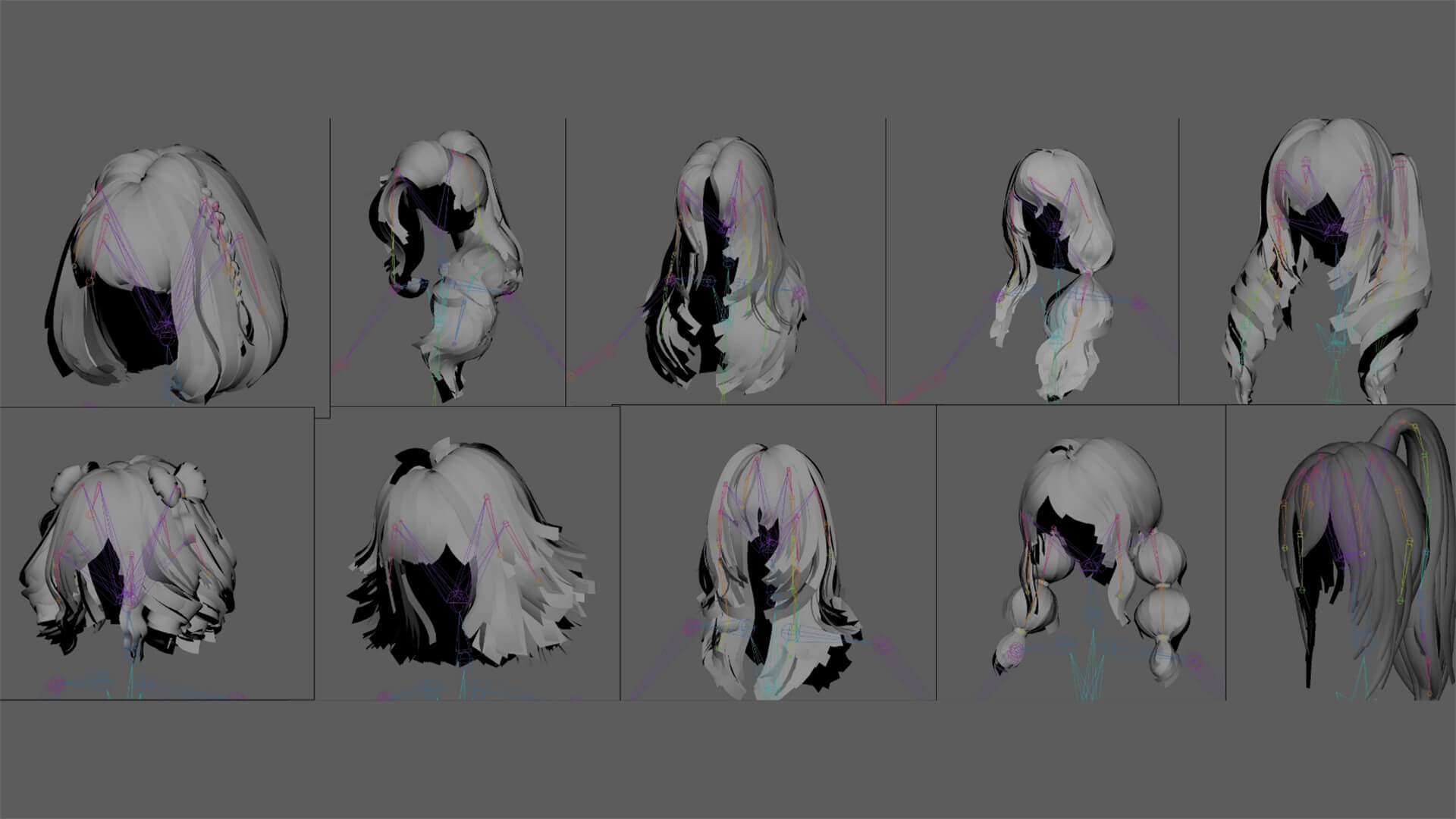 Hairstyle Pack (10 Pieces) VOL3. Real-Time Low Poly Cards 3D Model by ...