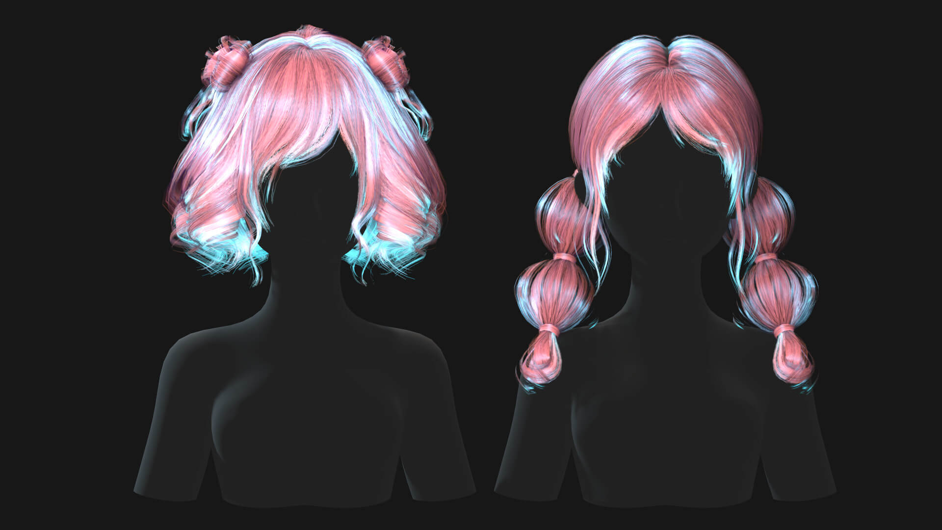 Hairstyle Pack (10 Pieces) VOL3. Real-Time Low Poly Cards 3D Model by ...