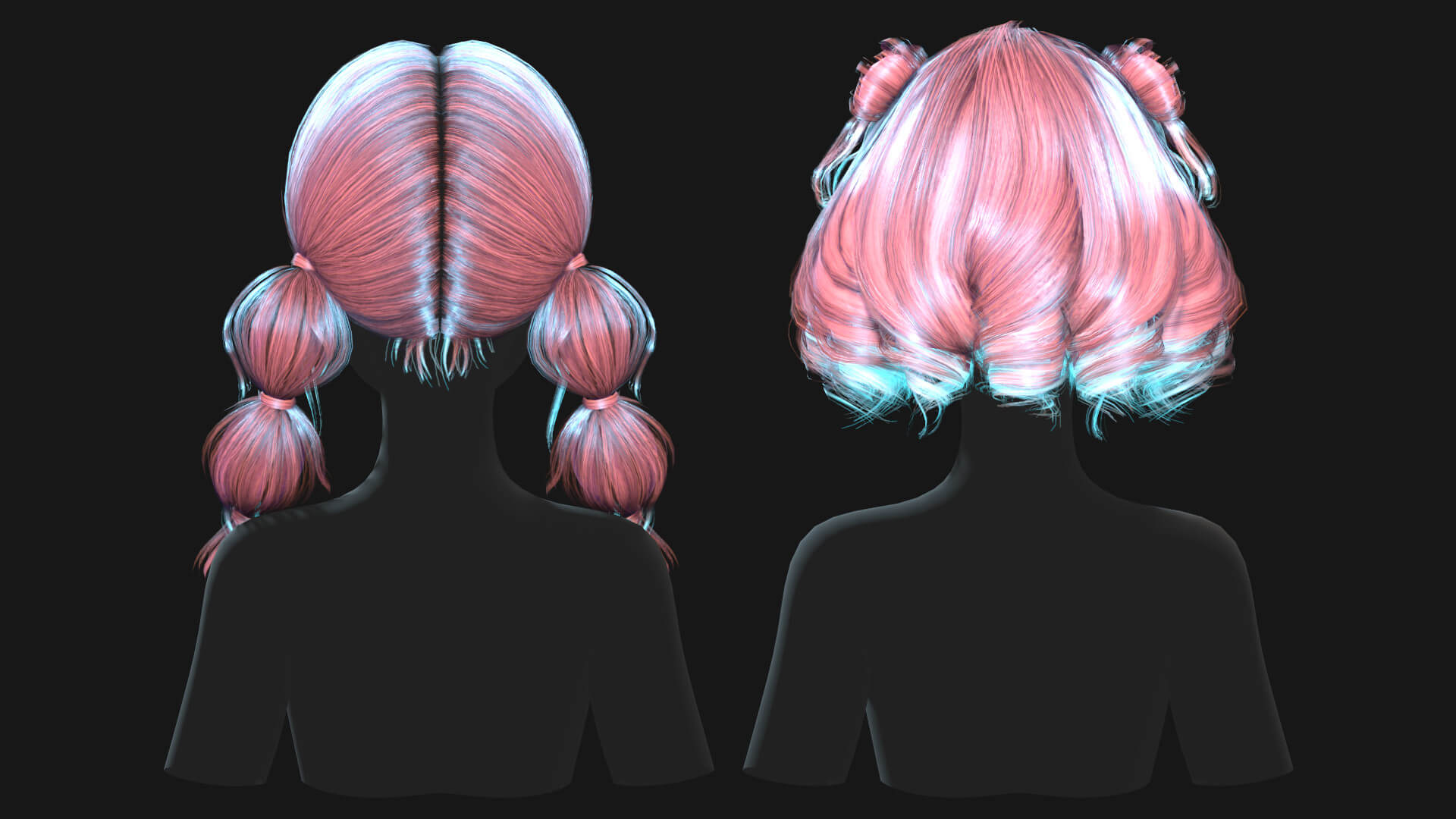 Hairstyle Pack (10 Pieces) VOL3. Real-Time Low Poly Cards 3D Model by ...