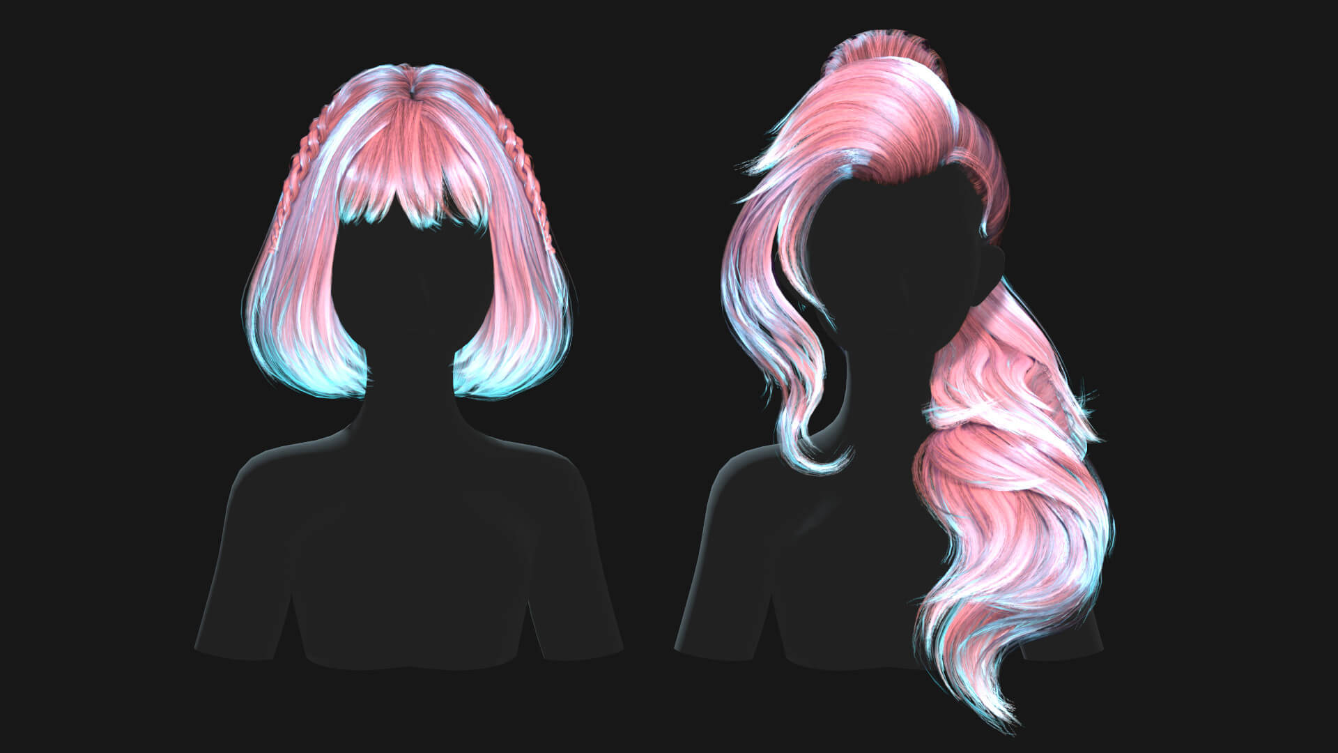 Hairstyle Pack (10 Pieces) VOL3. Real-Time Low Poly Cards 3D Model by ...