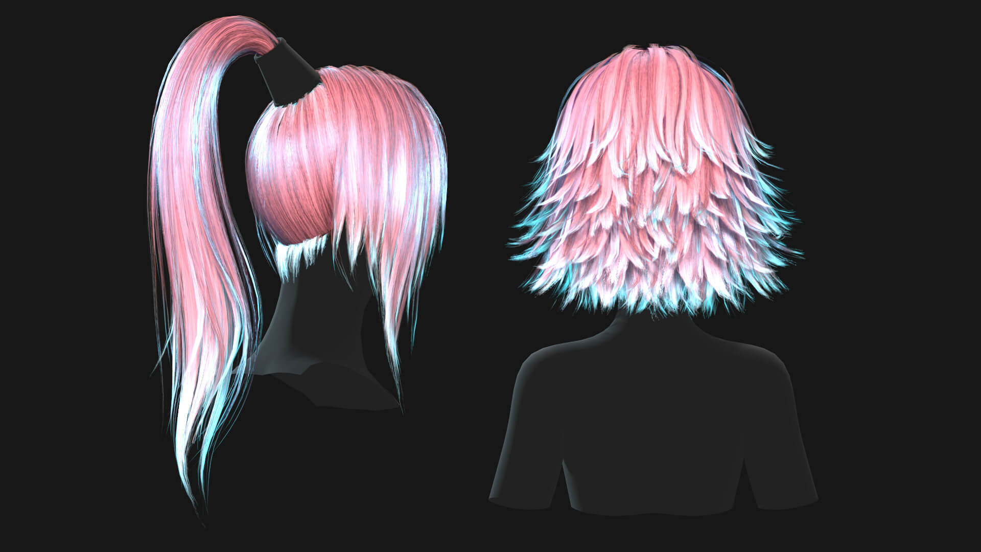Hairstyle Pack (10 Pieces) VOL3. Real-Time Low Poly Cards 3D Model by ...