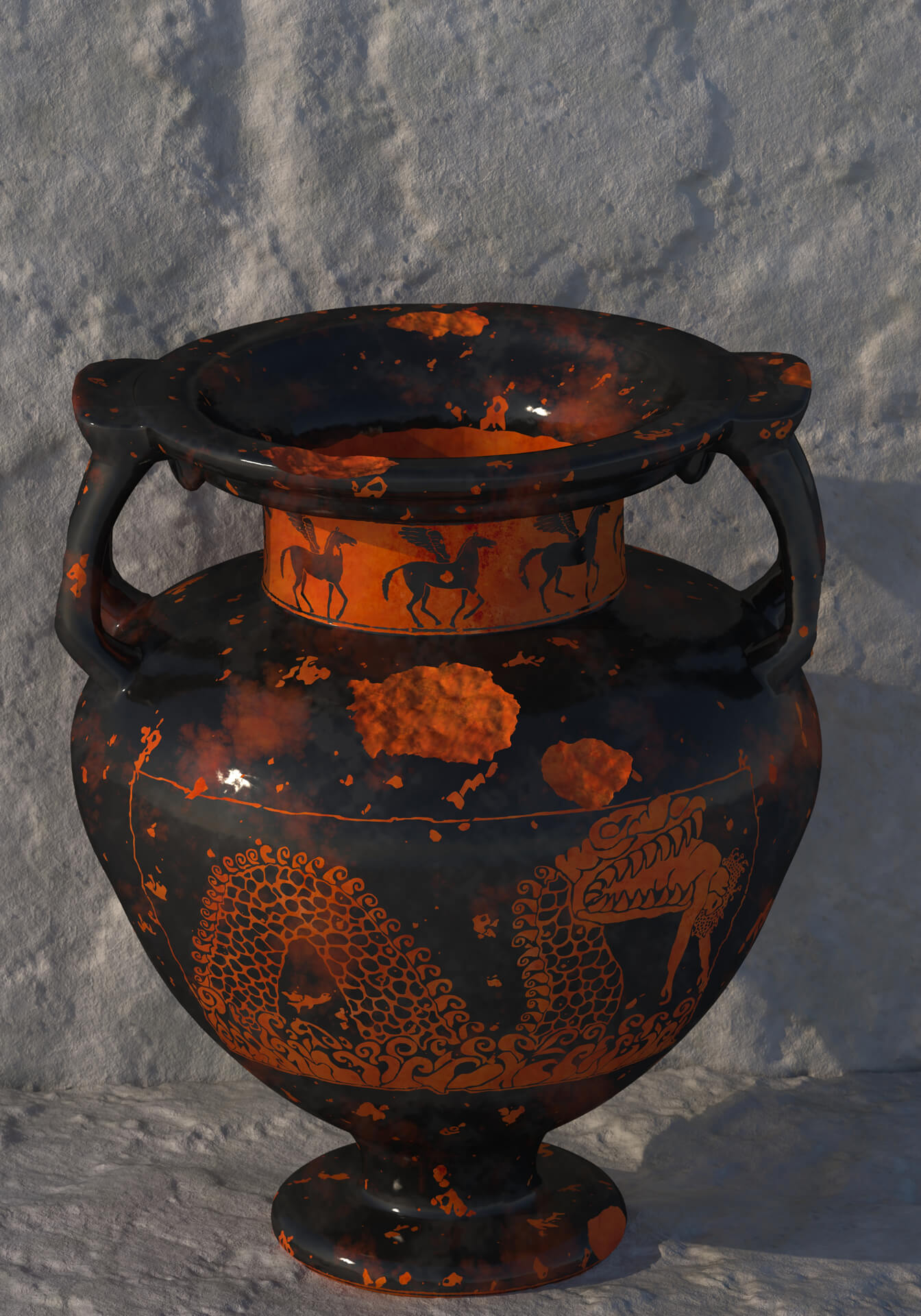 Greek Bilingual Column Krater 3D Render by Polygon Pottery