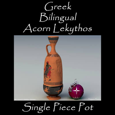 Greek Bilingual Acorn Lekythos Single Piece Pot - 3D Model by Polygon ...