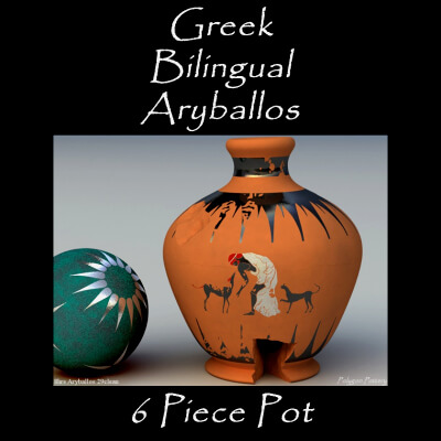 Greek Bilingual Aryballos 6 Piece Pot - 3D Model by Polygon Pottery