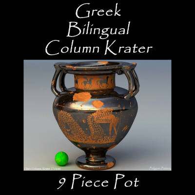 Greek Bilingual Column Krater 9 Piece Pot - 3D Model by Polygon Pottery