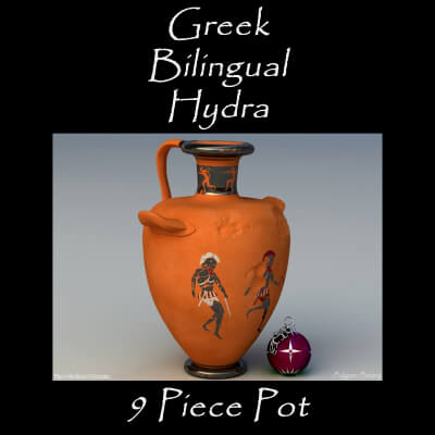 Greek Bilingual Hydra 9 Piece Pot - 3D Model by Polygon Pottery