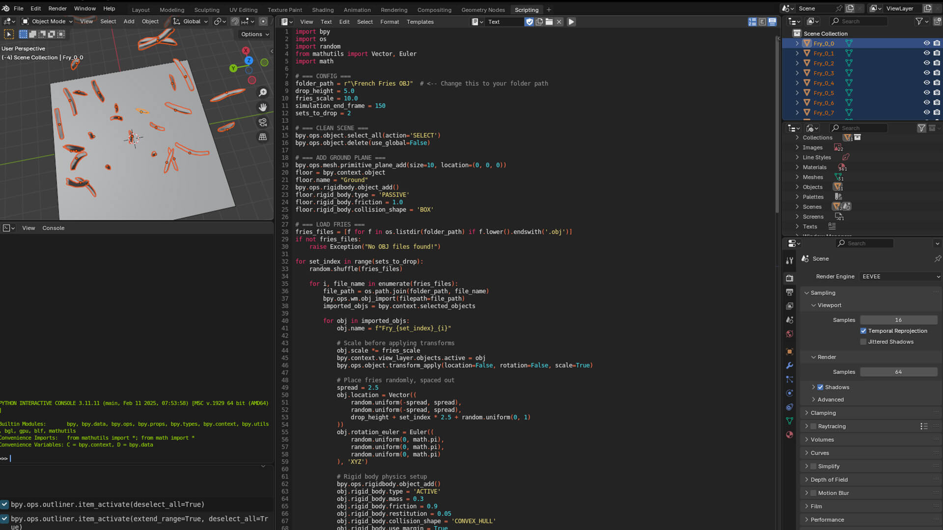 15 French Fries Blender Drop Simulation Script Included - 3D Model by ...