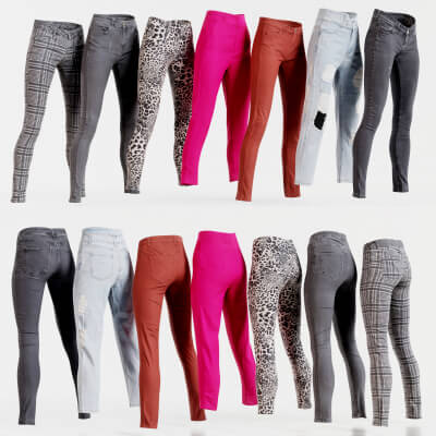7 Realistic Pants Pack 1 - 3D Model by Polygonal Miniatures