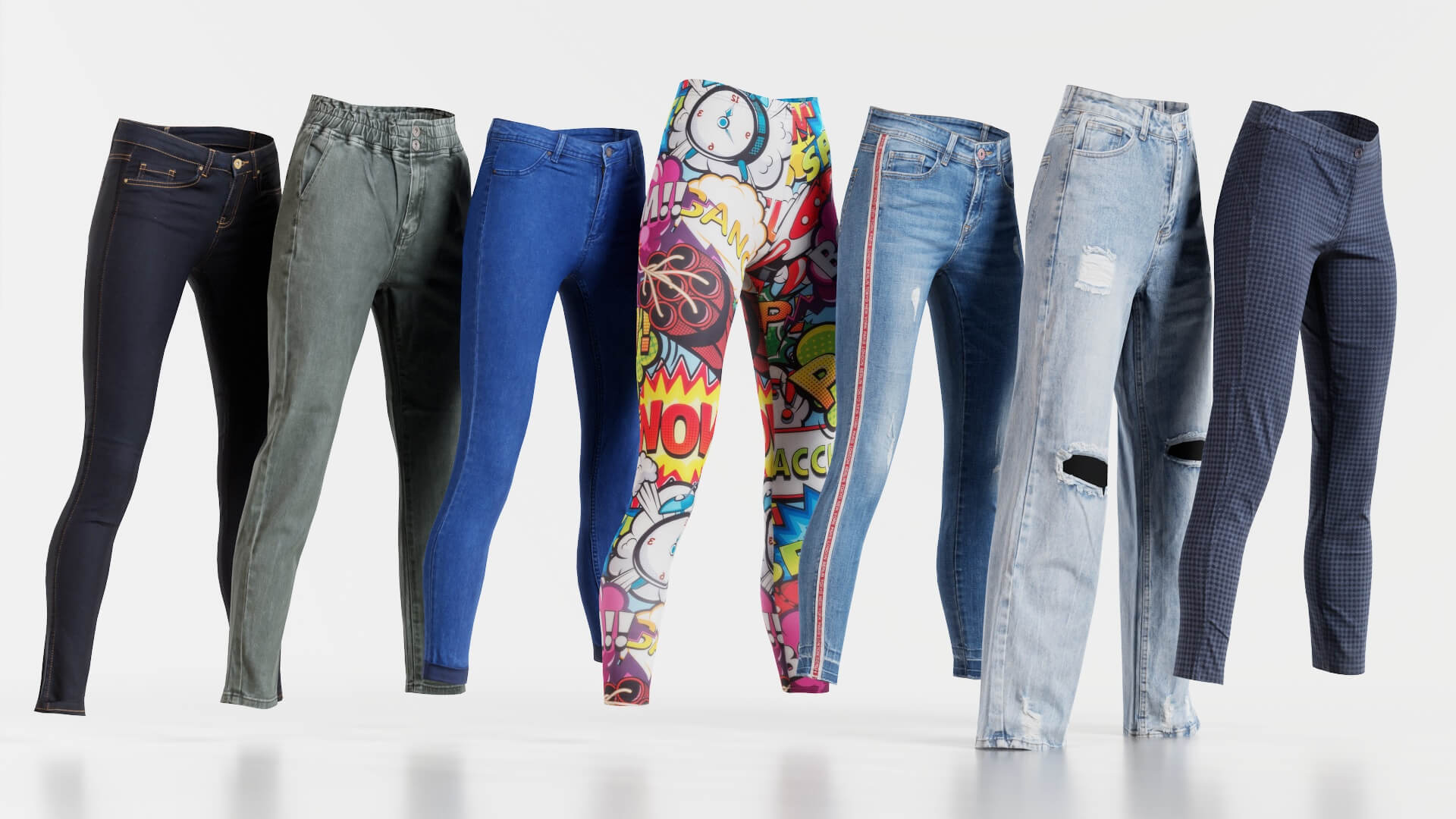 7 Realistic Pants Pack 10 - 3D Model by Polygonal Miniatures