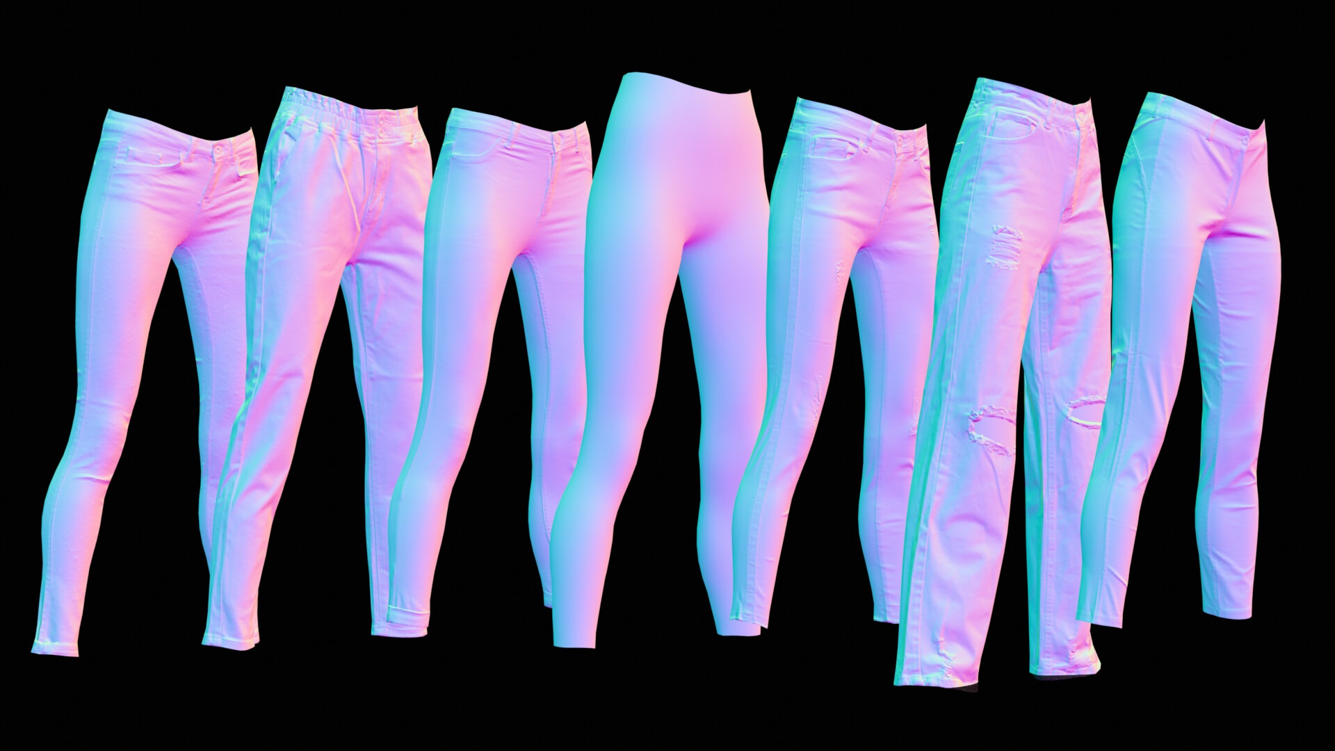 7 Realistic Pants Pack 10 - 3D Model by Polygonal Miniatures