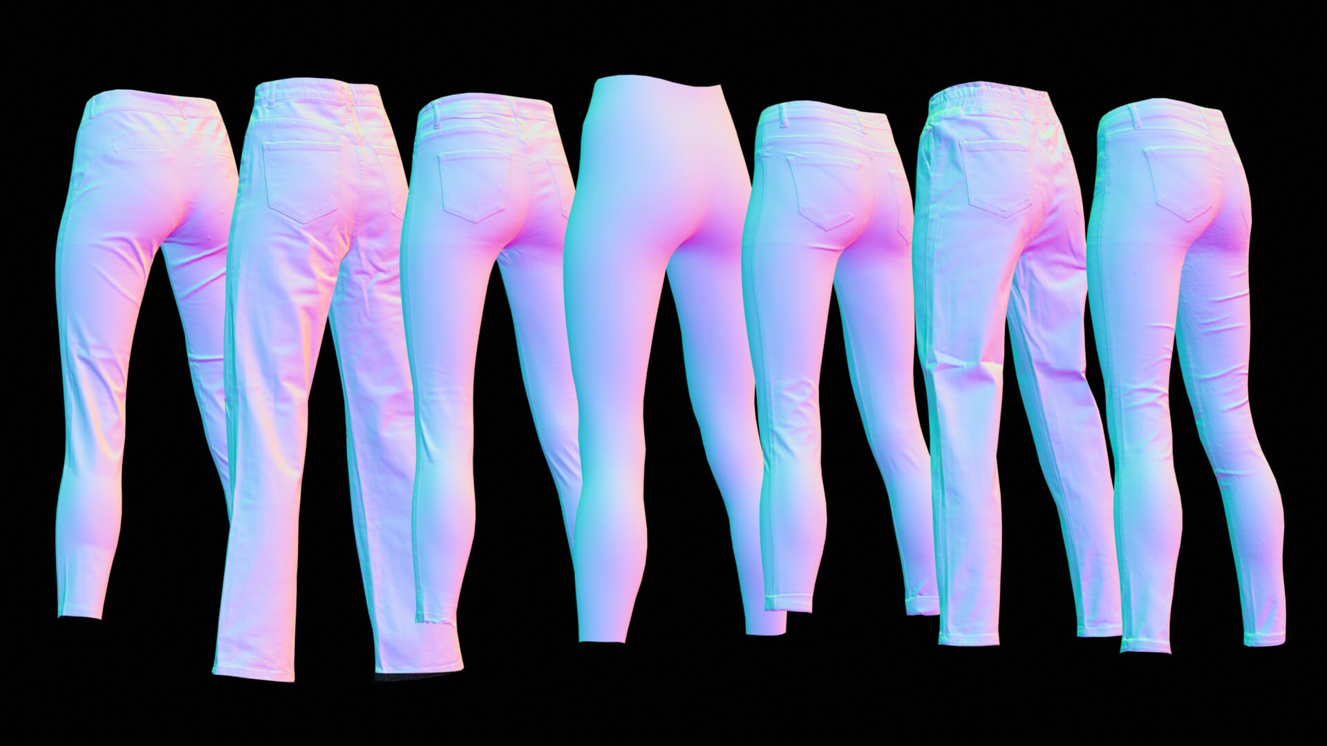 7 Realistic Pants Pack 10 - 3D Model by Polygonal Miniatures