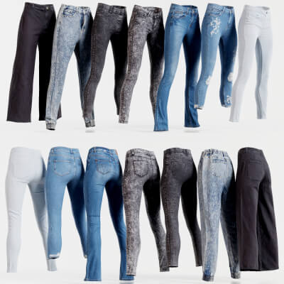 7 Realistic Pants Pack 3 - 3D Model by Polygonal Miniatures