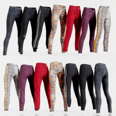 7 Realistic Pants Pack 5 - 3D Model by Polygonal Miniatures