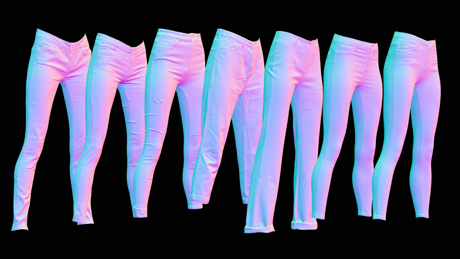7 Realistic Pants Pack 7 - 3D Model by Polygonal Miniatures