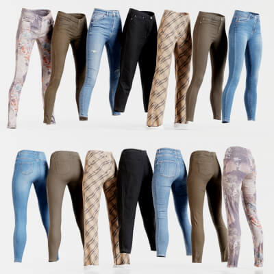 7 Realistic Pants Pack 7 - 3D Model by Polygonal Miniatures