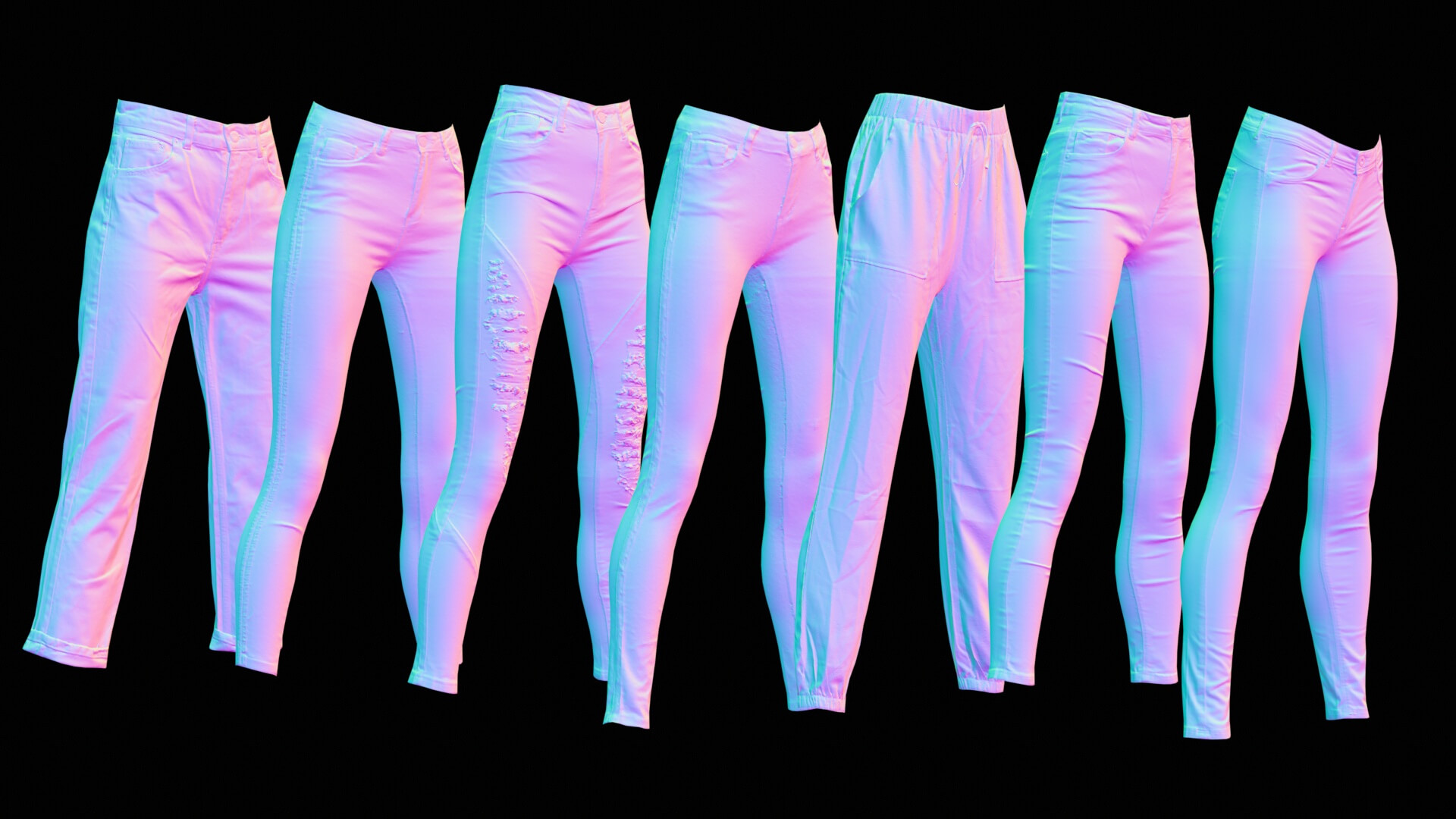 7 Realistic Pants Pack 9 - 3D Model by Polygonal Miniatures