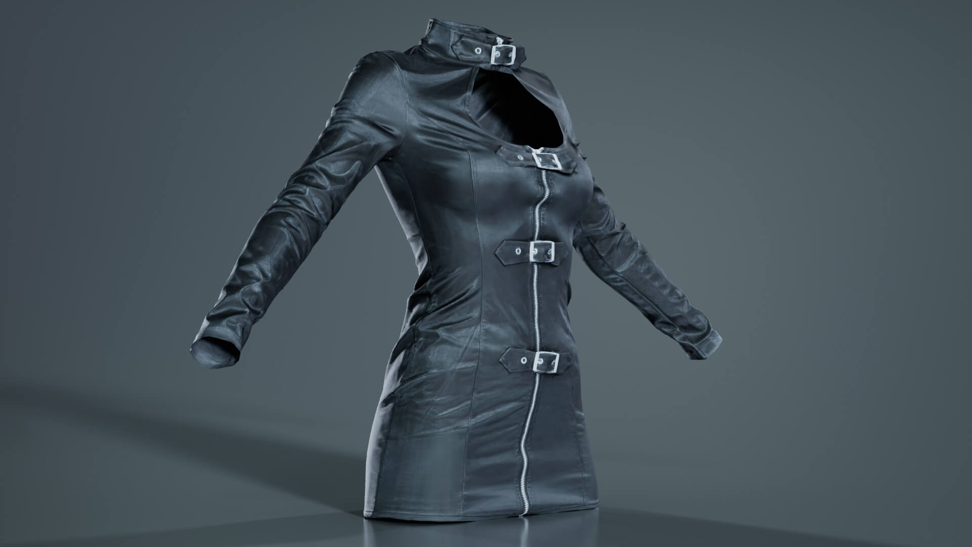 Belted Fetish Dress - 3D Model by Polygonal Miniatures