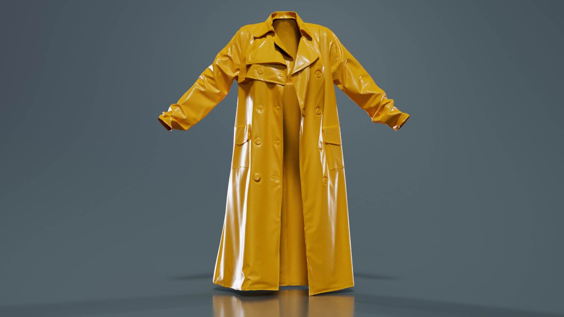 Black Red Vinyl Raincoat Open - 3D Model by Polygonal Miniatures