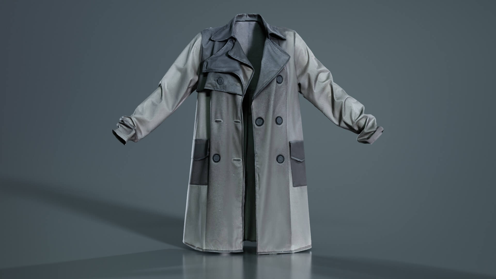 Black Transparant Vinyl Raincoat Open - 3D Model by Polygonal Miniatures
