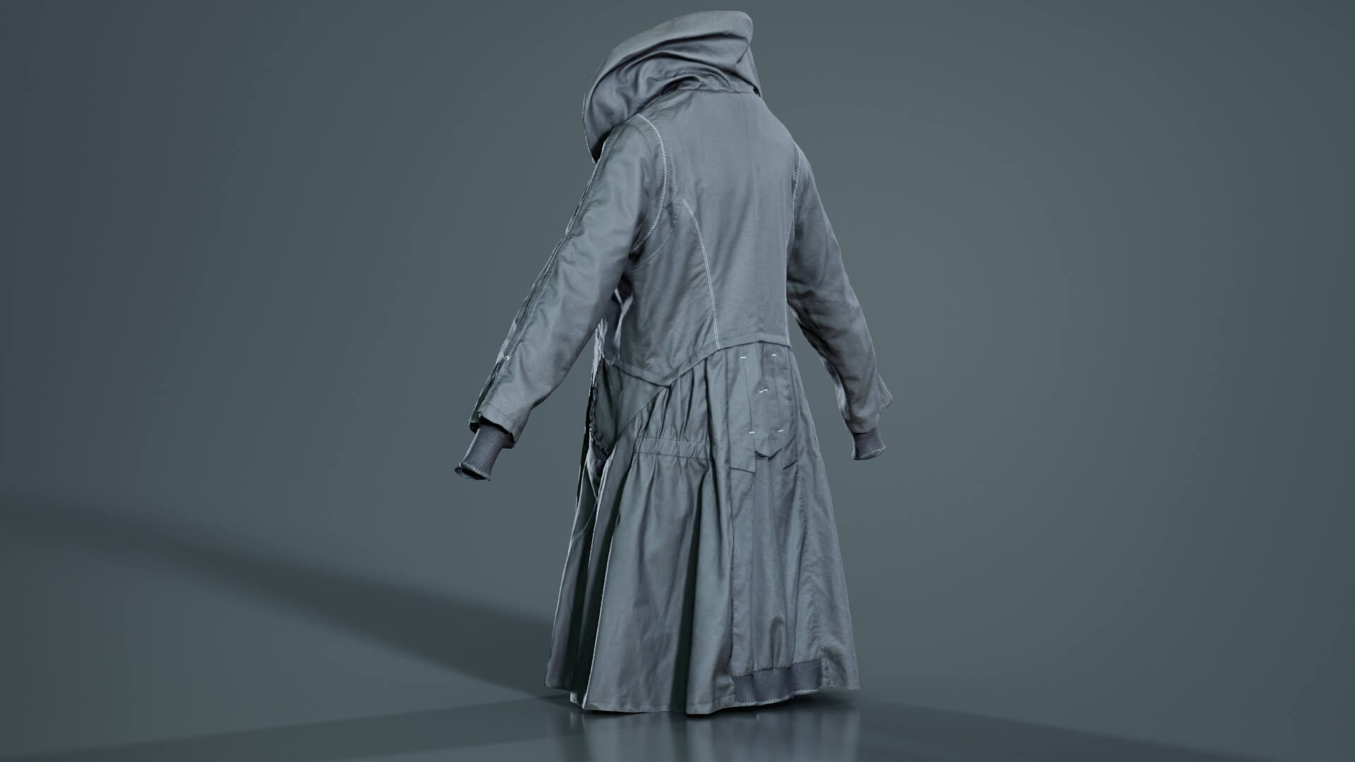 Black Witch Coat Open - 3D Model by Polygonal Miniatures