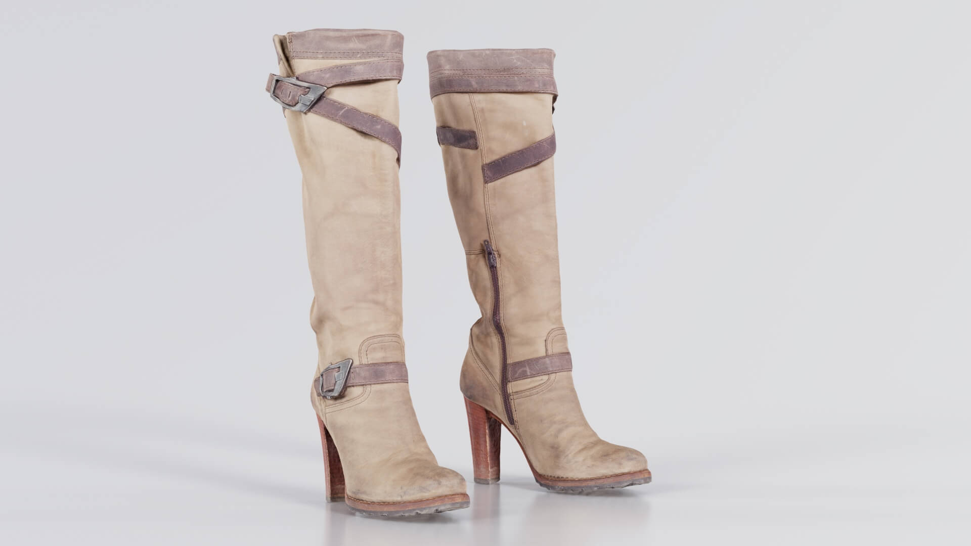 Brown Zipper Wood Boots - 3D Model by Polygonal Miniatures
