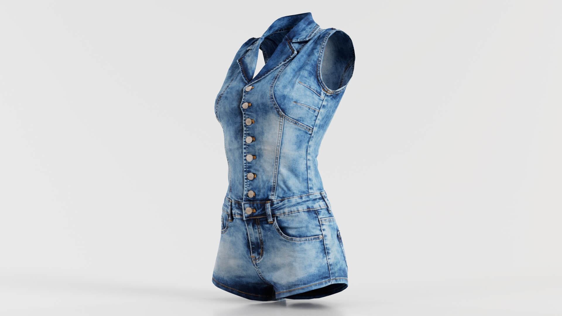 Cloudy Jeans Romper - 3D Model by Polygonal Miniatures