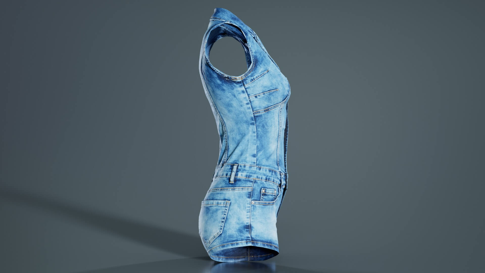 Cloudy Jeans Romper - 3D Model by Polygonal Miniatures