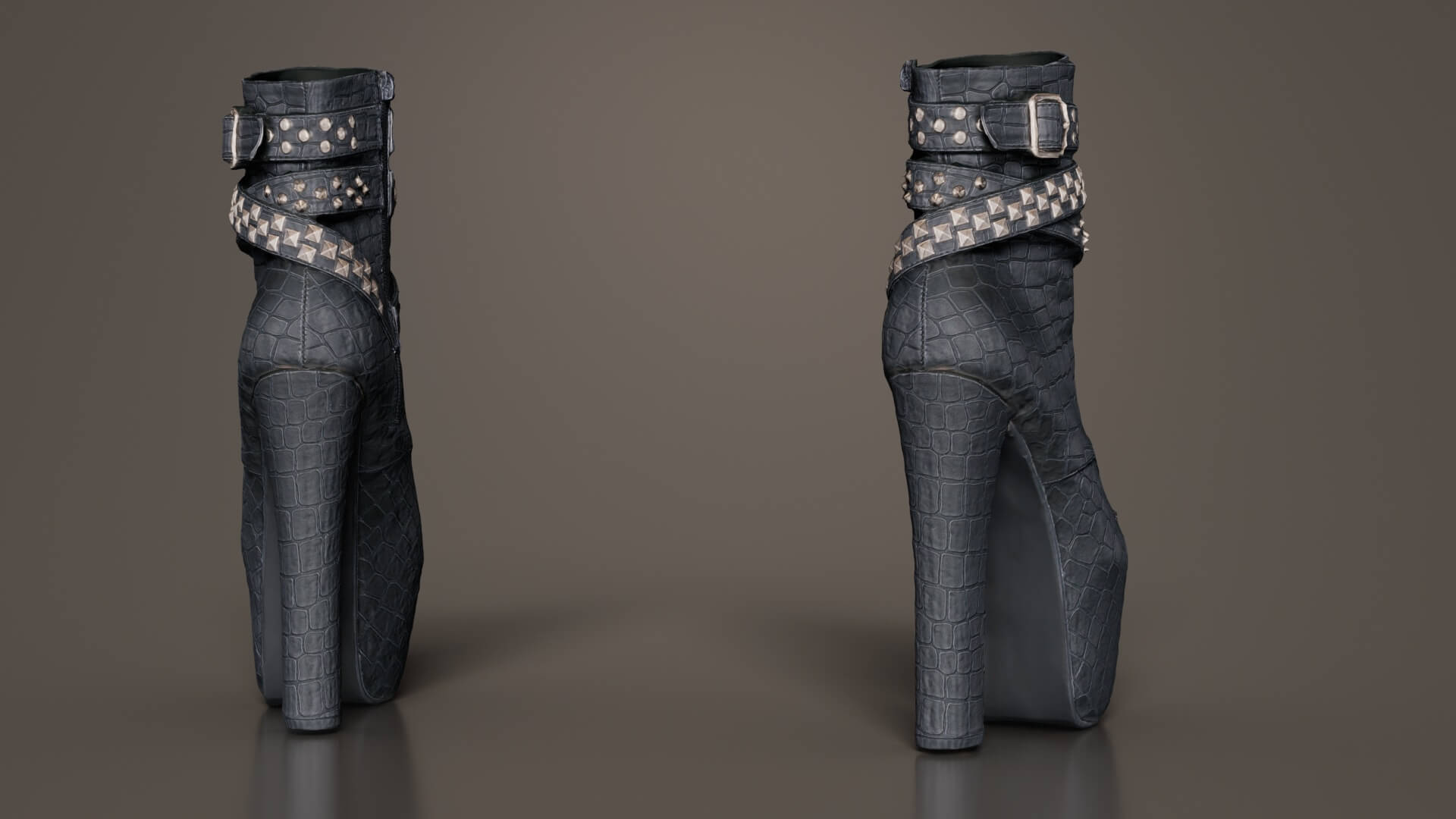 Croc Black Heels - 3D Model by Polygonal Miniatures