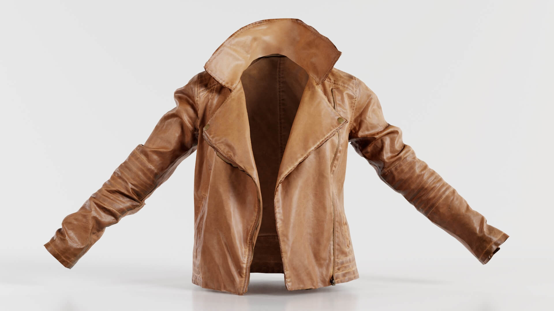 Dark Brown Leather Jacket Open - 3D Model by Polygonal Miniatures