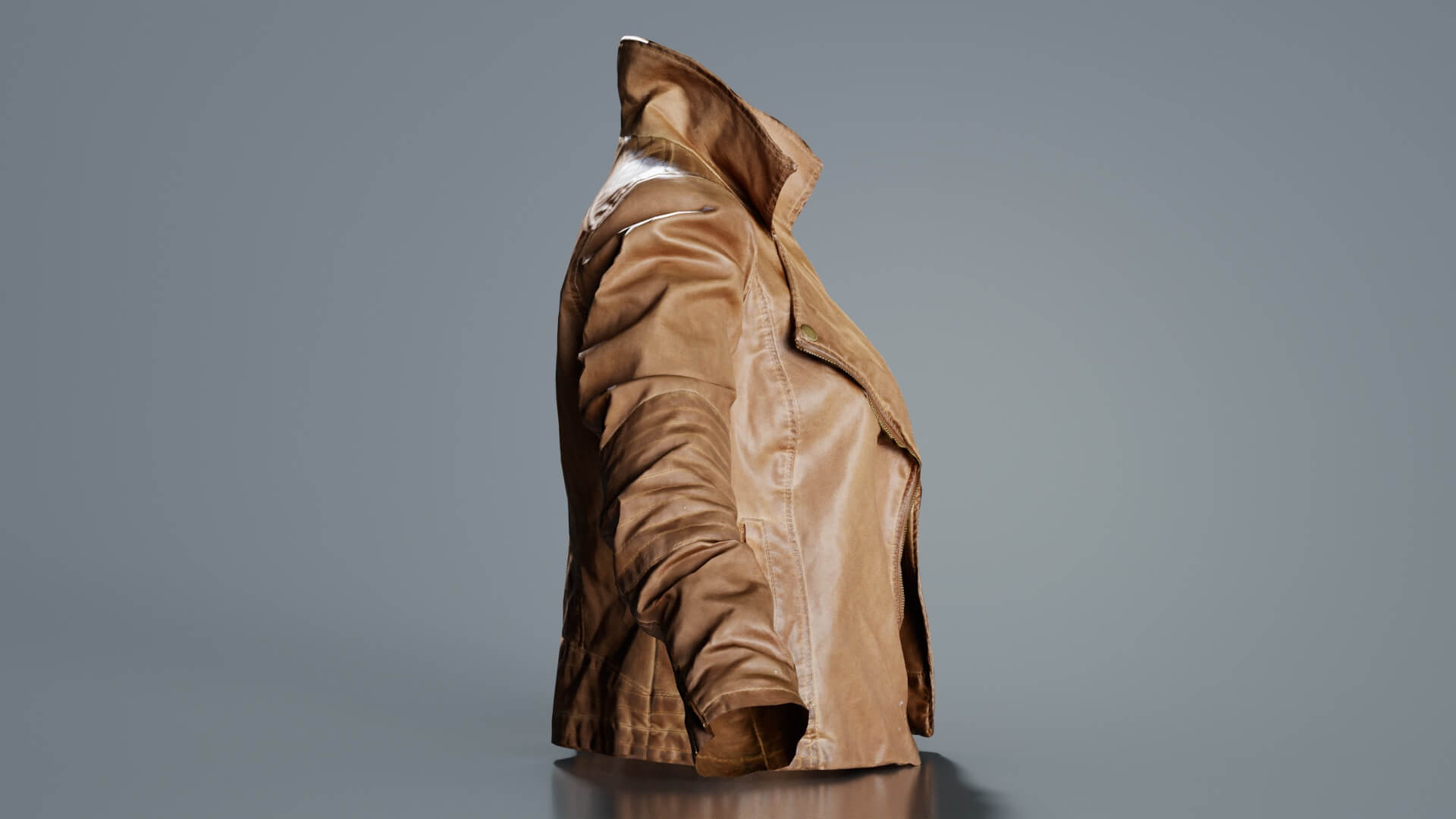 Dark Brown Leather Jacket Open - 3D Model by Polygonal Miniatures