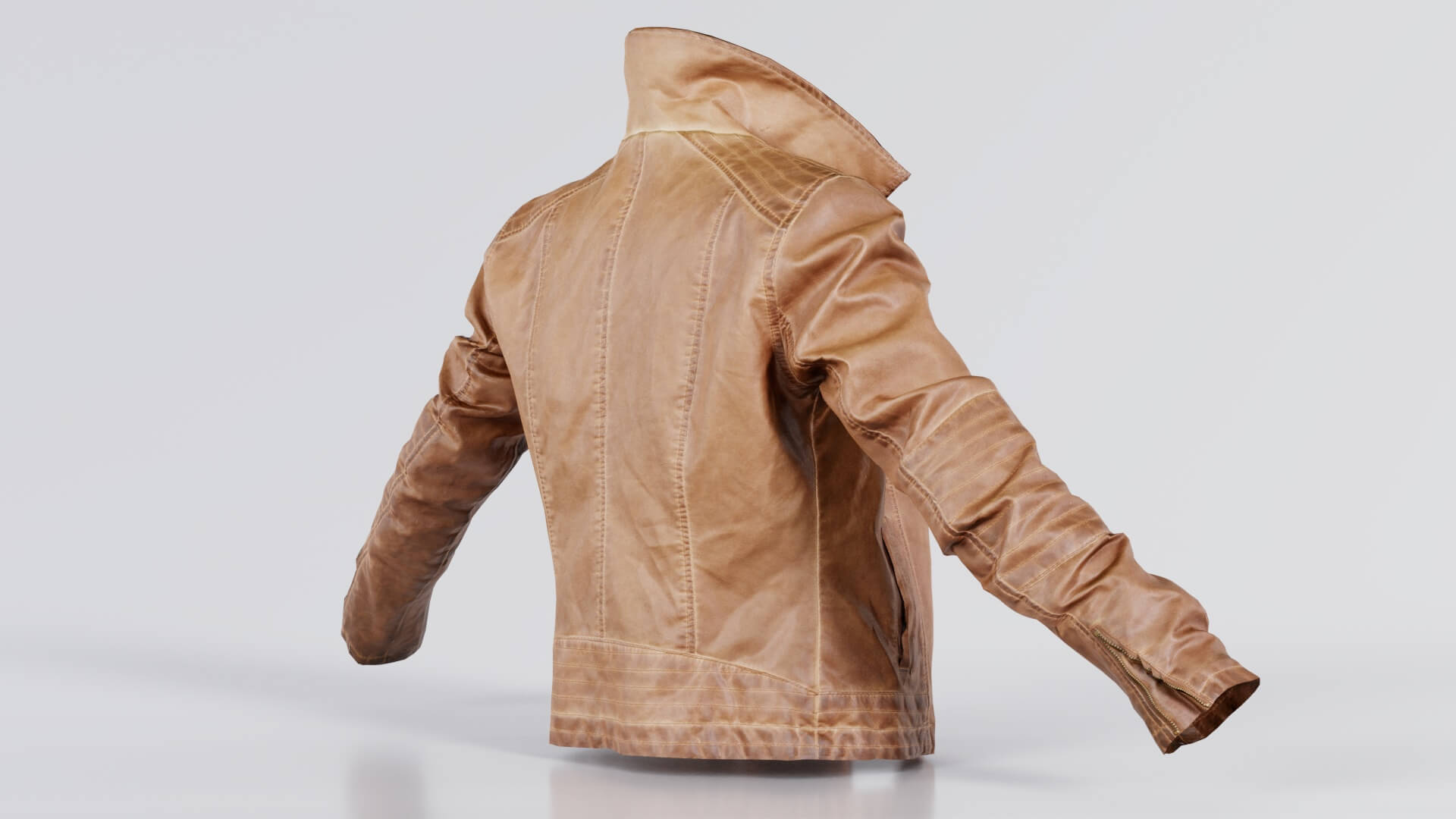 Dark Brown Leather Jacket Open - 3D Model by Polygonal Miniatures