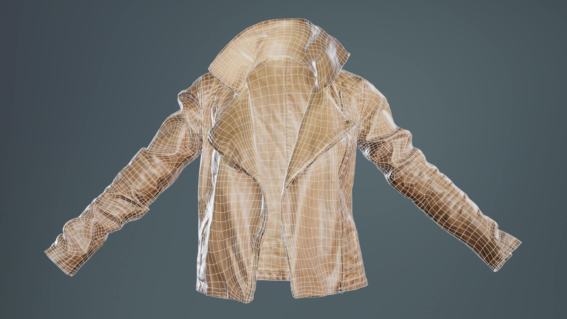 Dark Brown Leather Jacket Open - 3D Model by Polygonal Miniatures