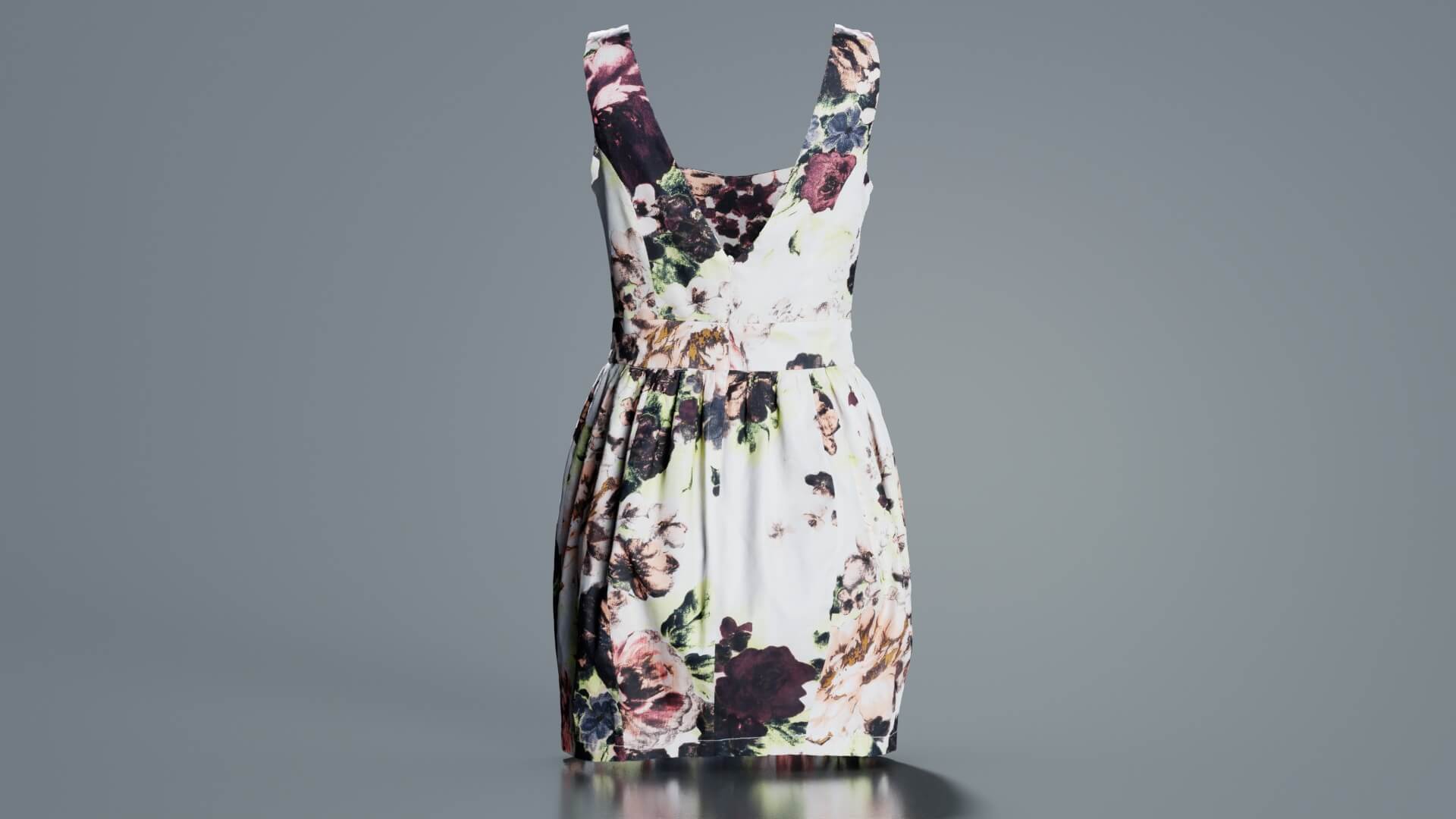 Flower Pattern Mini Dress - 3D Model by Polygonal Miniatures
