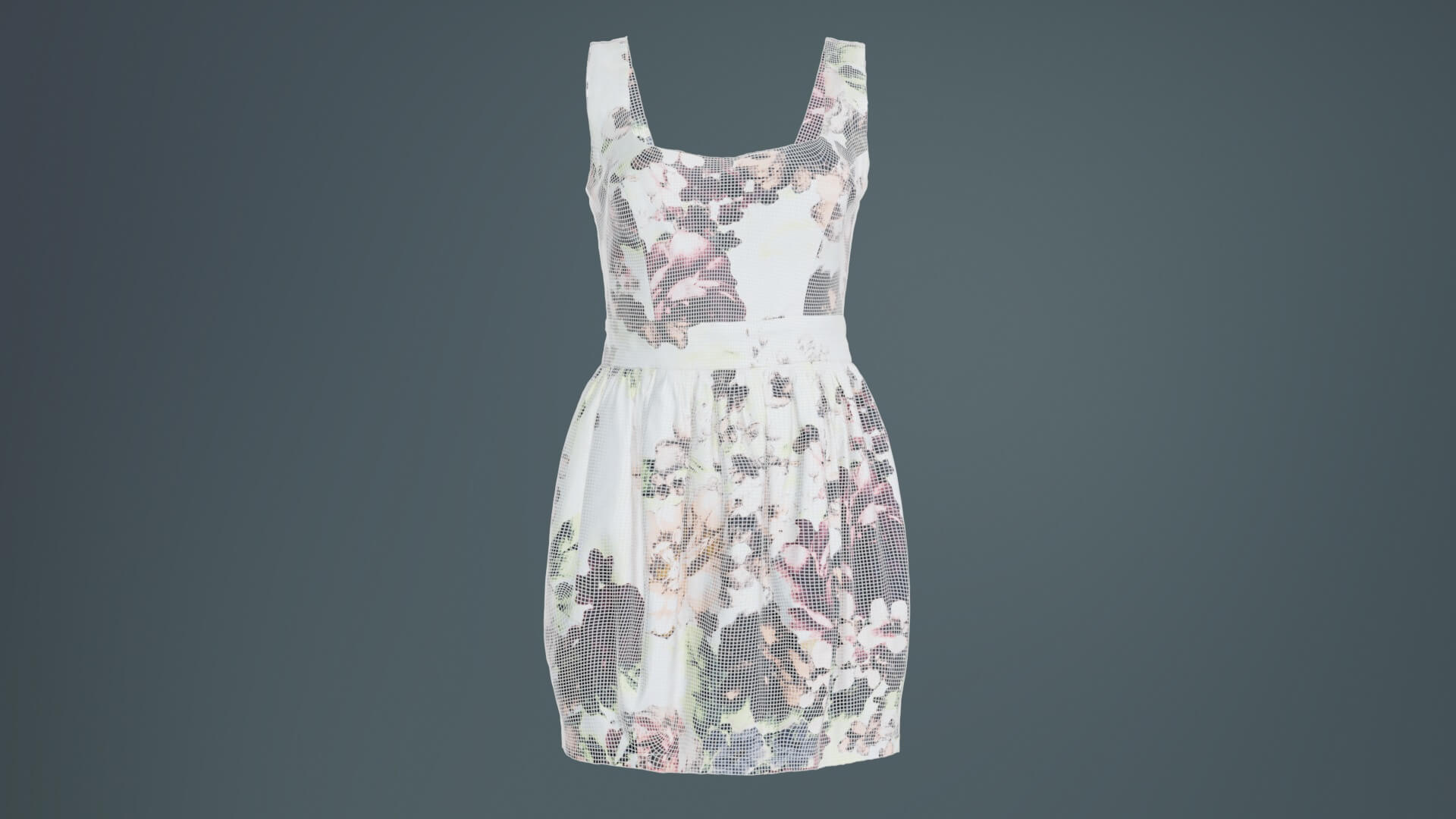Flower Pattern Mini Dress - 3D Model by Polygonal Miniatures