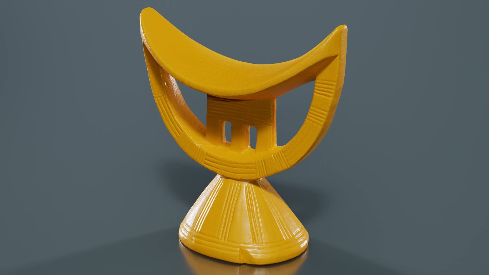 Headrest Africa Wood Furniture Prop 20 - 3D Model by Polygonal Miniatures