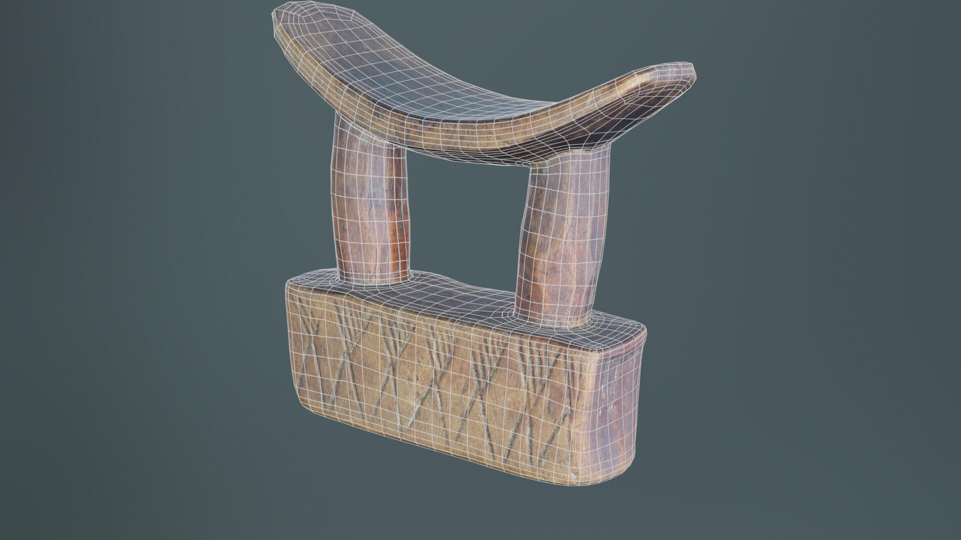 Headrest Africa Wood Furniture Prop 28 - 3D Model by Polygonal Miniatures
