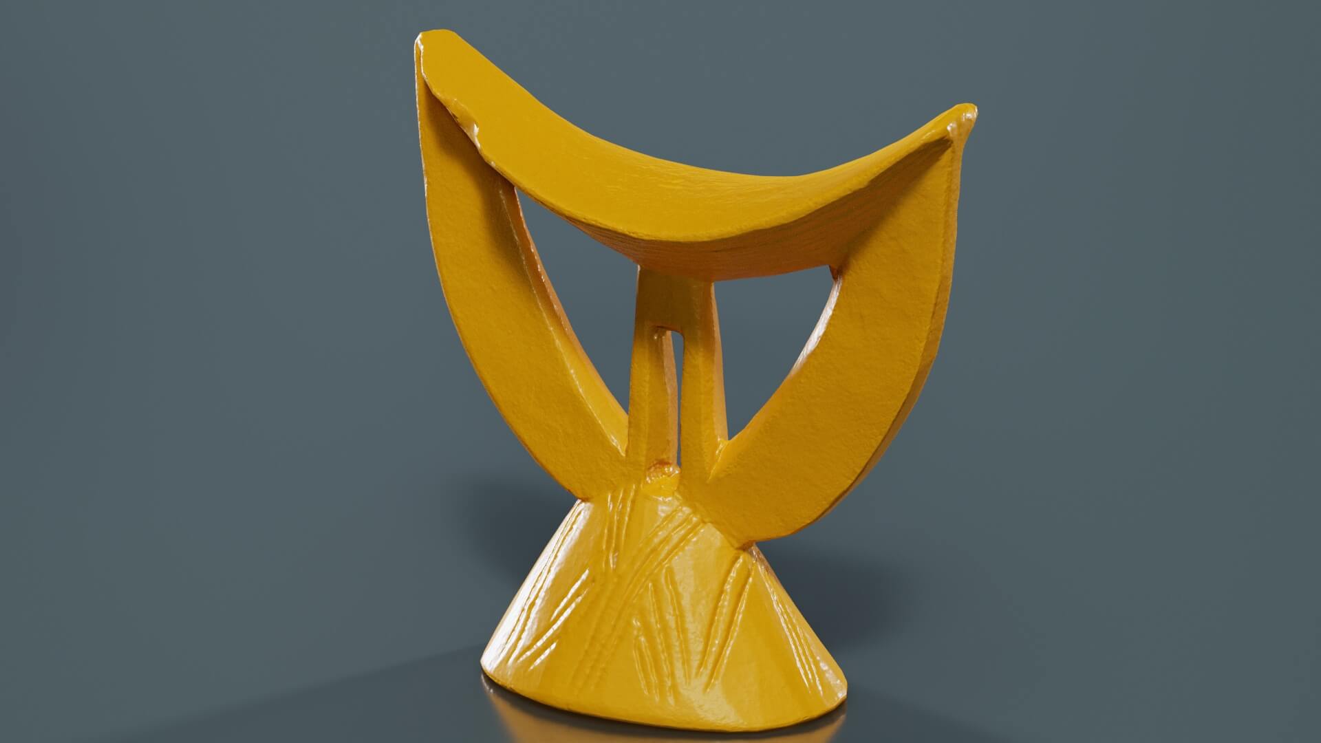 Headrest Africa Wood Furniture Prop 29 - 3D Model by Polygonal Miniatures