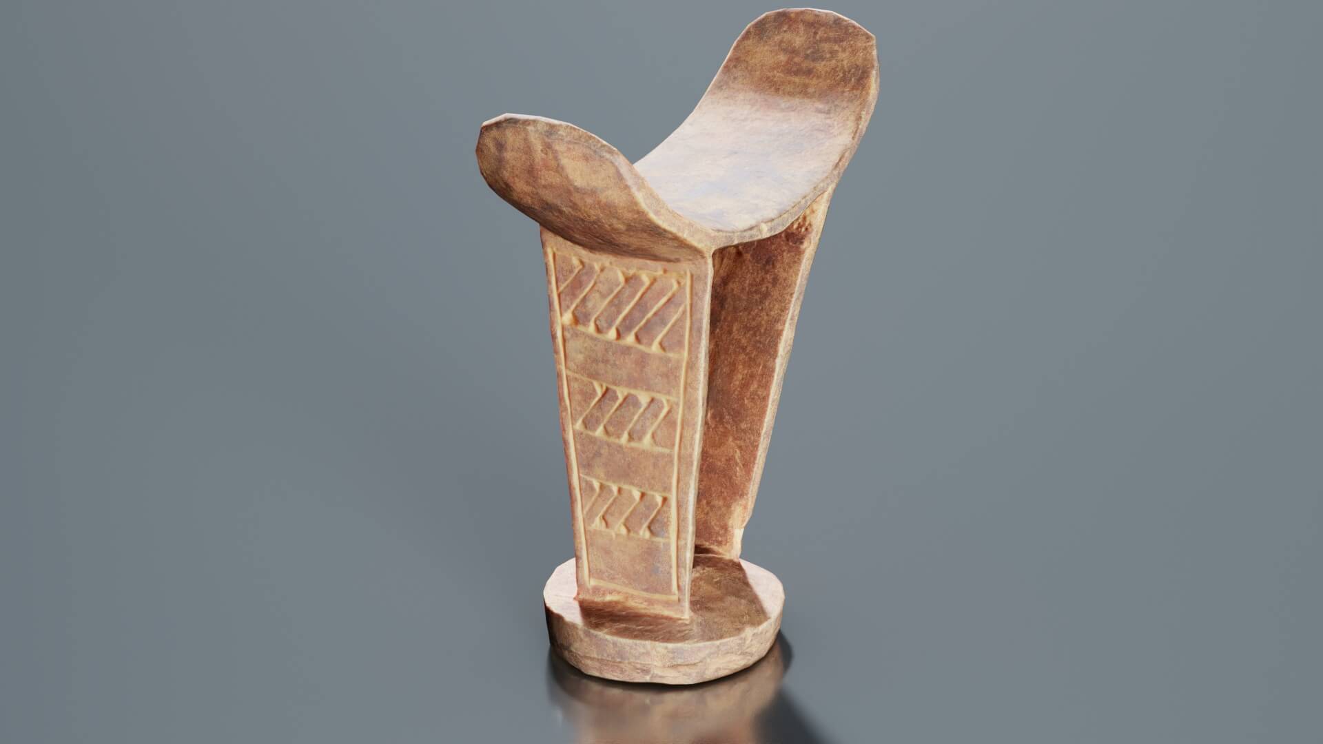 Headrest Africa Wood Furniture Prop 34 - 3D Model by Polygonal Miniatures