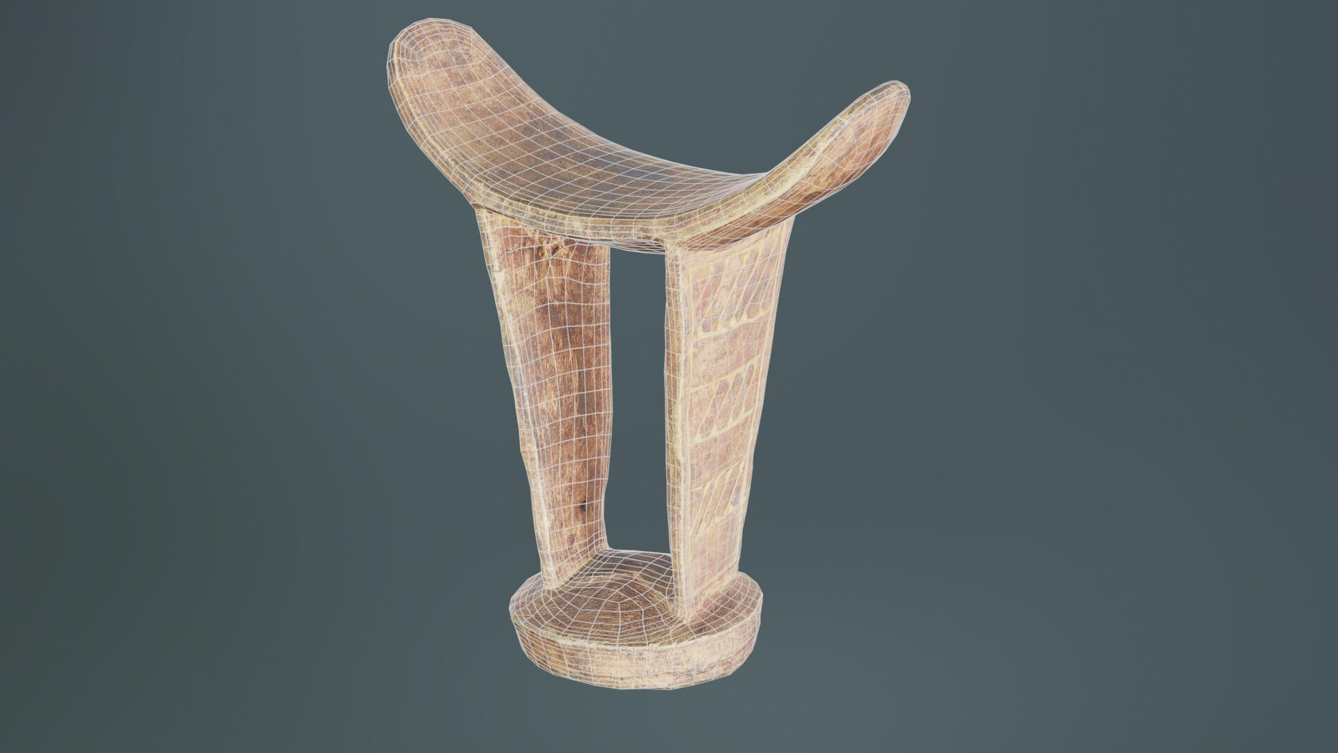 Headrest Africa Wood Furniture Prop 34 - 3D Model by Polygonal Miniatures