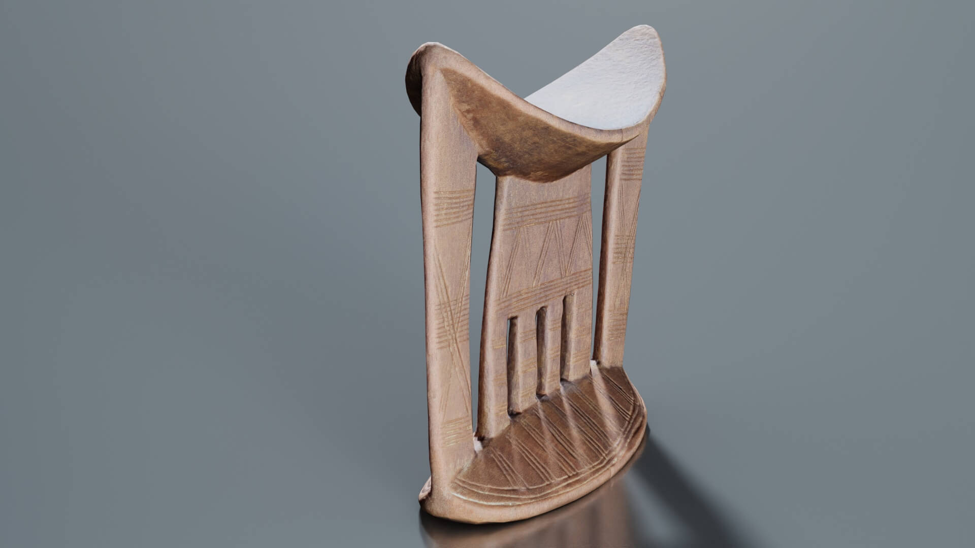 Headrest Africa Wood Furniture Prop 37 - 3D Model by Polygonal Miniatures