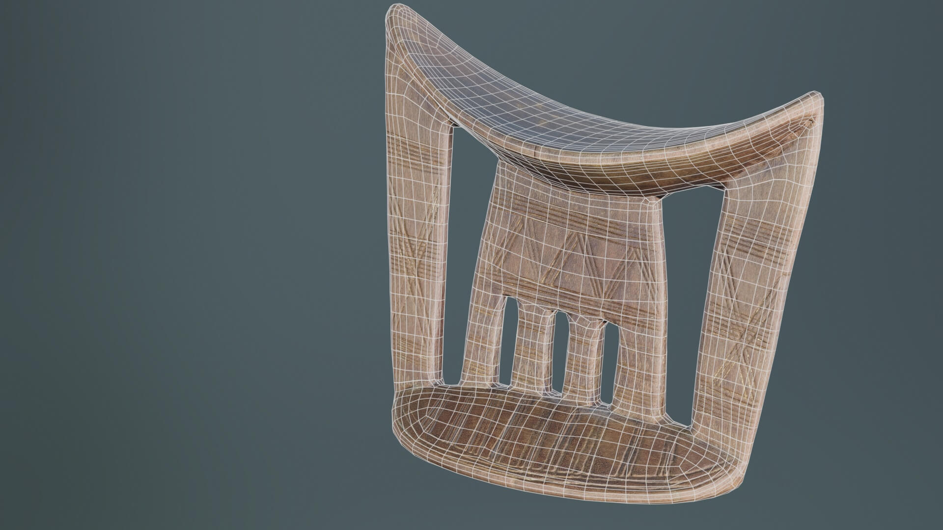 Headrest Africa Wood Furniture Prop 37 - 3D Model by Polygonal Miniatures