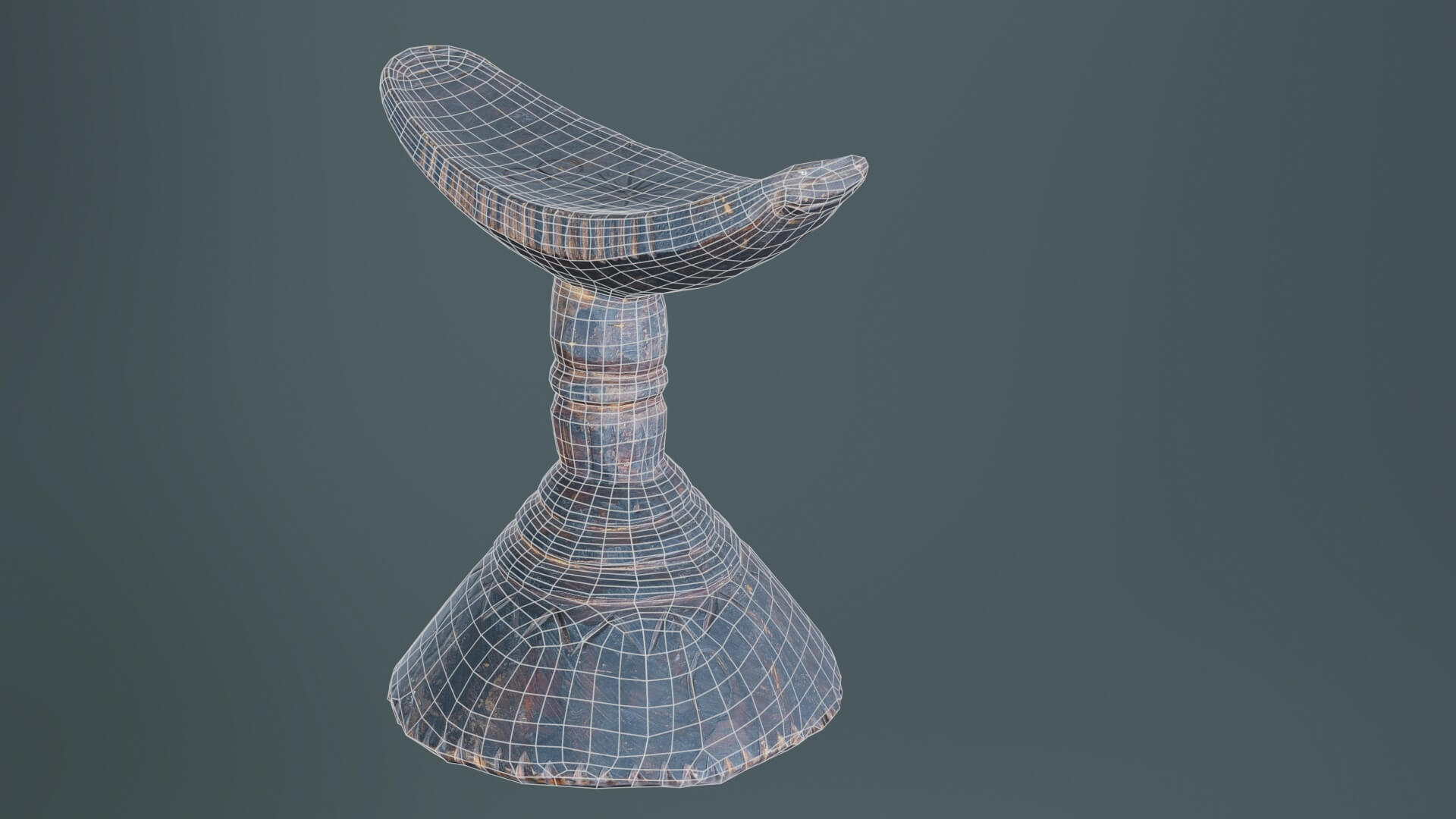 Headrest Africa Wood Furniture Prop 39 - 3D Model by Polygonal Miniatures