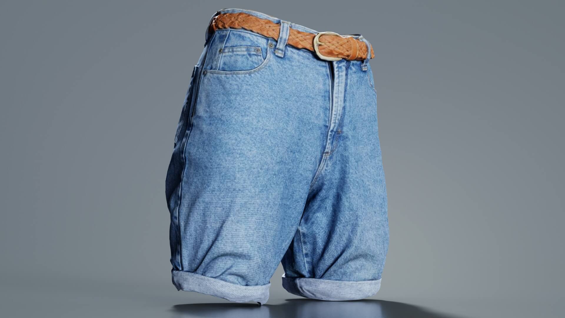 Jeans Short Belt - 3D Model by Polygonal Miniatures