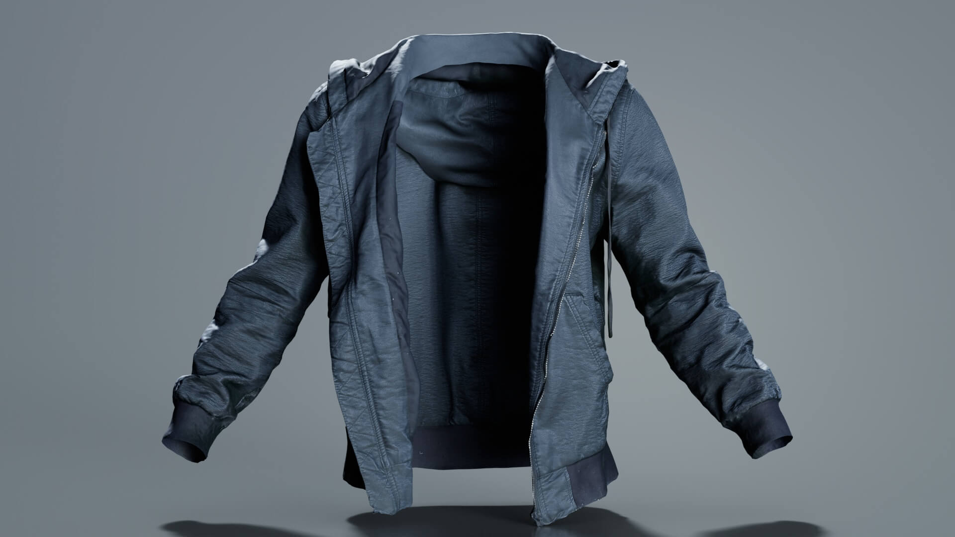 Leather Jacket Hoodie Open - 3D Model by Polygonal Miniatures