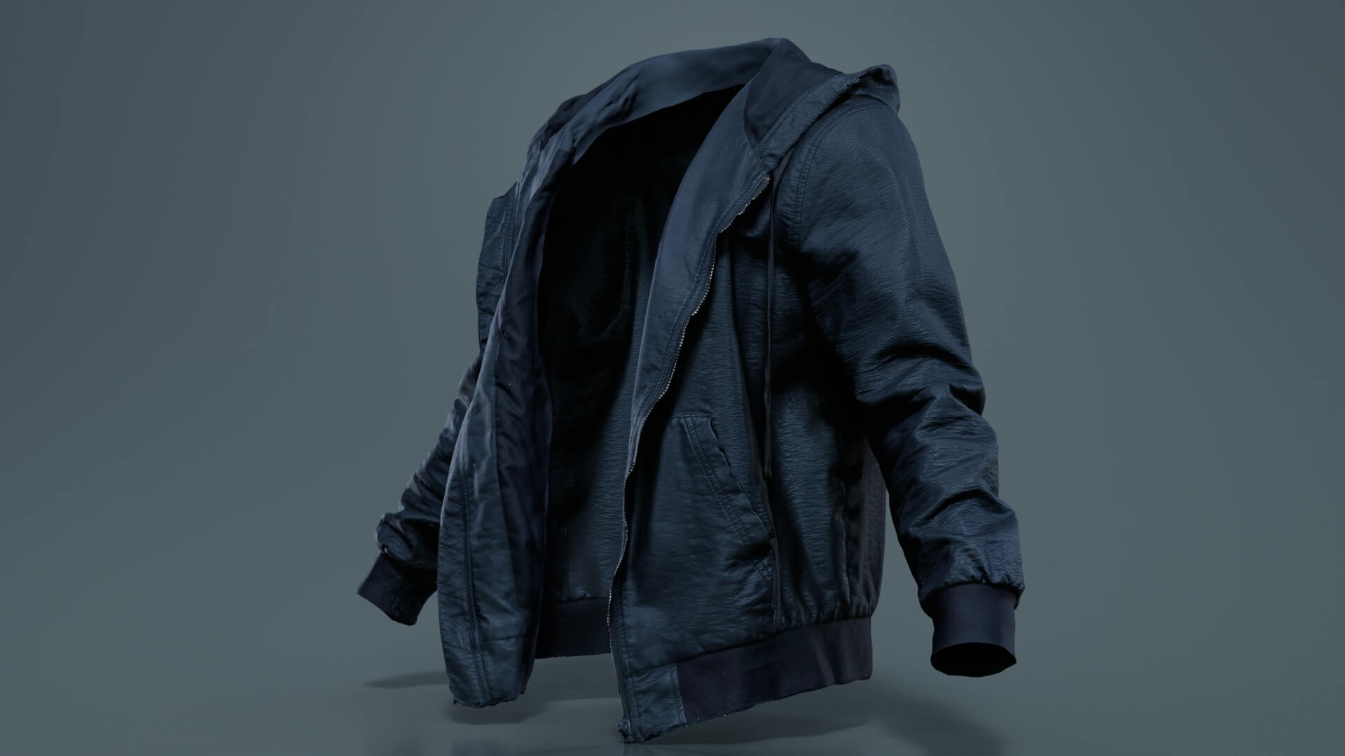 Leather Jacket Hoodie Open - 3D Model by Polygonal Miniatures