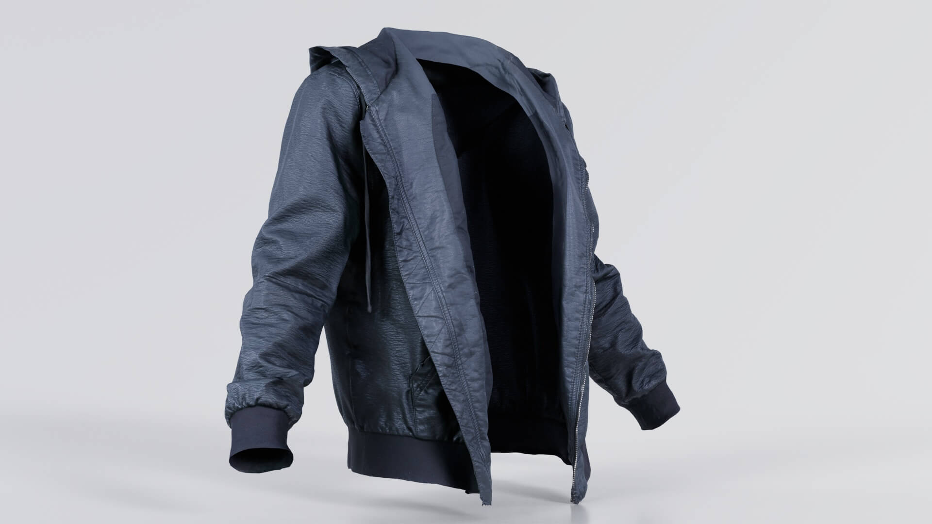 Leather Jacket Hoodie Open - 3D Model by Polygonal Miniatures