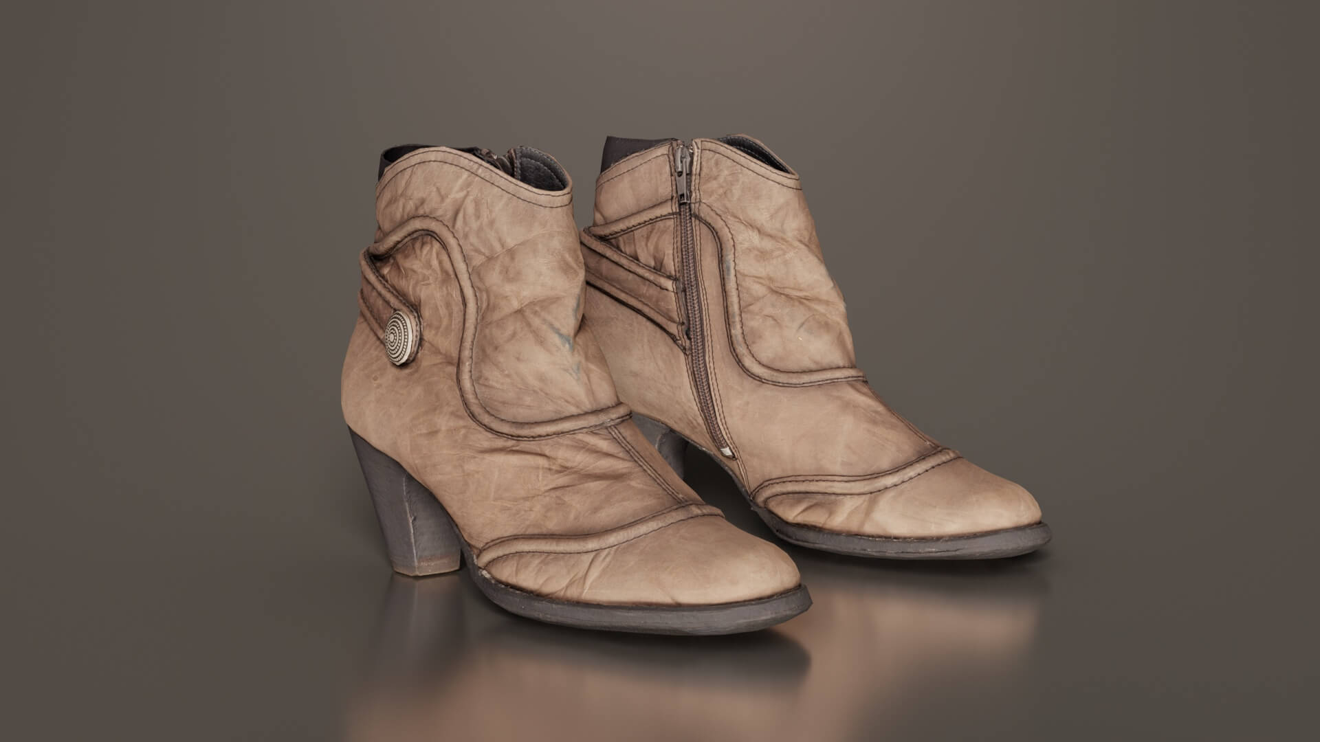 Leather Zipper Shoe - 3D Model by Polygonal Miniatures
